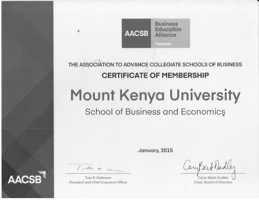 MKU School of Business receives AACSB membership certificate – Welcome to MKU Blog